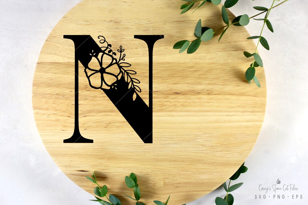 Capital N, Letter, Floral Capital Alphabet Svg, Floral Letter Cut File ...
