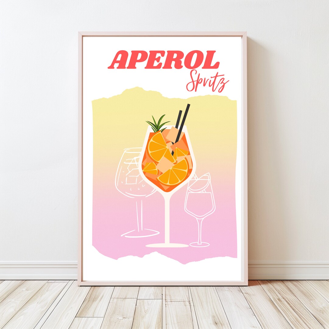 Aperol Spritz Poster, Digital Download Kitchen Wall Decor, Home Bar ...