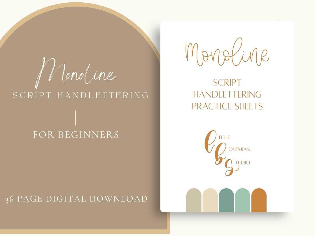 Monoline Lettering | Instant Download | Handlettering Practice ...