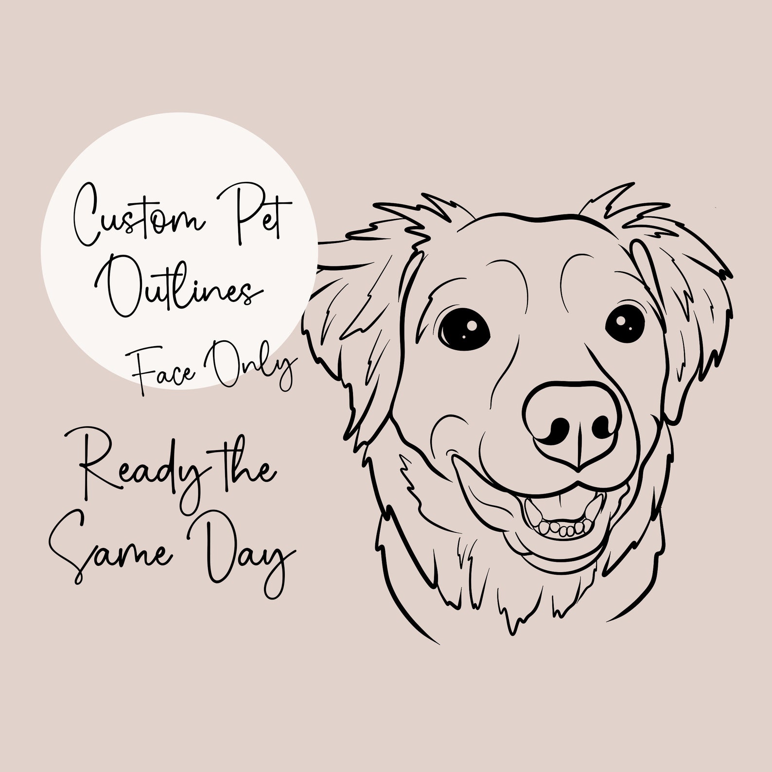 Custom Face Outline Pet Illustration Personalised Pet - Etsy