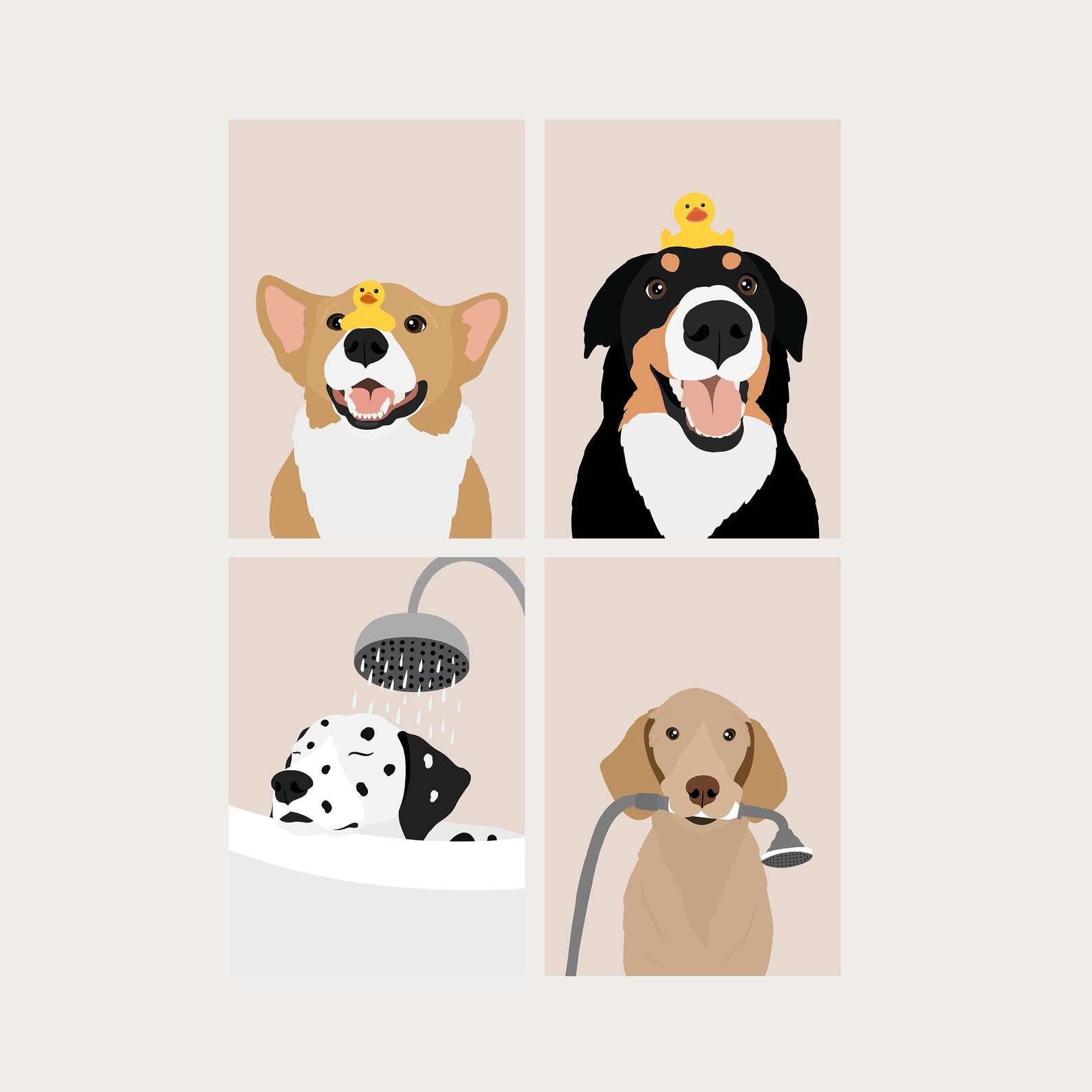 Doggy Bath Time Illustrations. Dog Grooming Prints. Dog Salon - Etsy UK