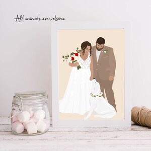 Custom Wedding Digital or Printed Illustration. Newly Married Couple ...