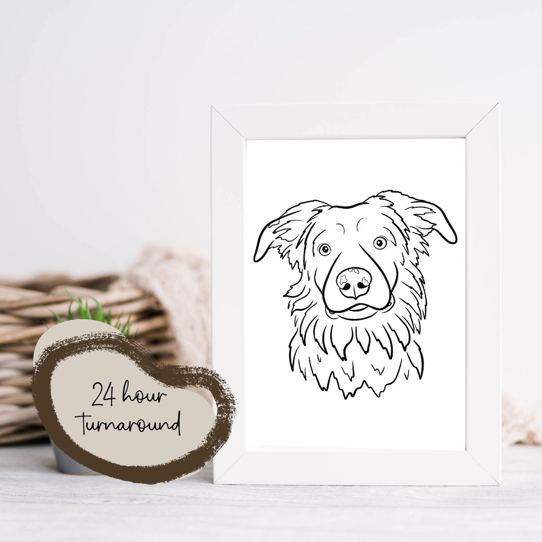 Custom Outline Pet Illustration. Personalised Portraits of Dogs, Cats ...