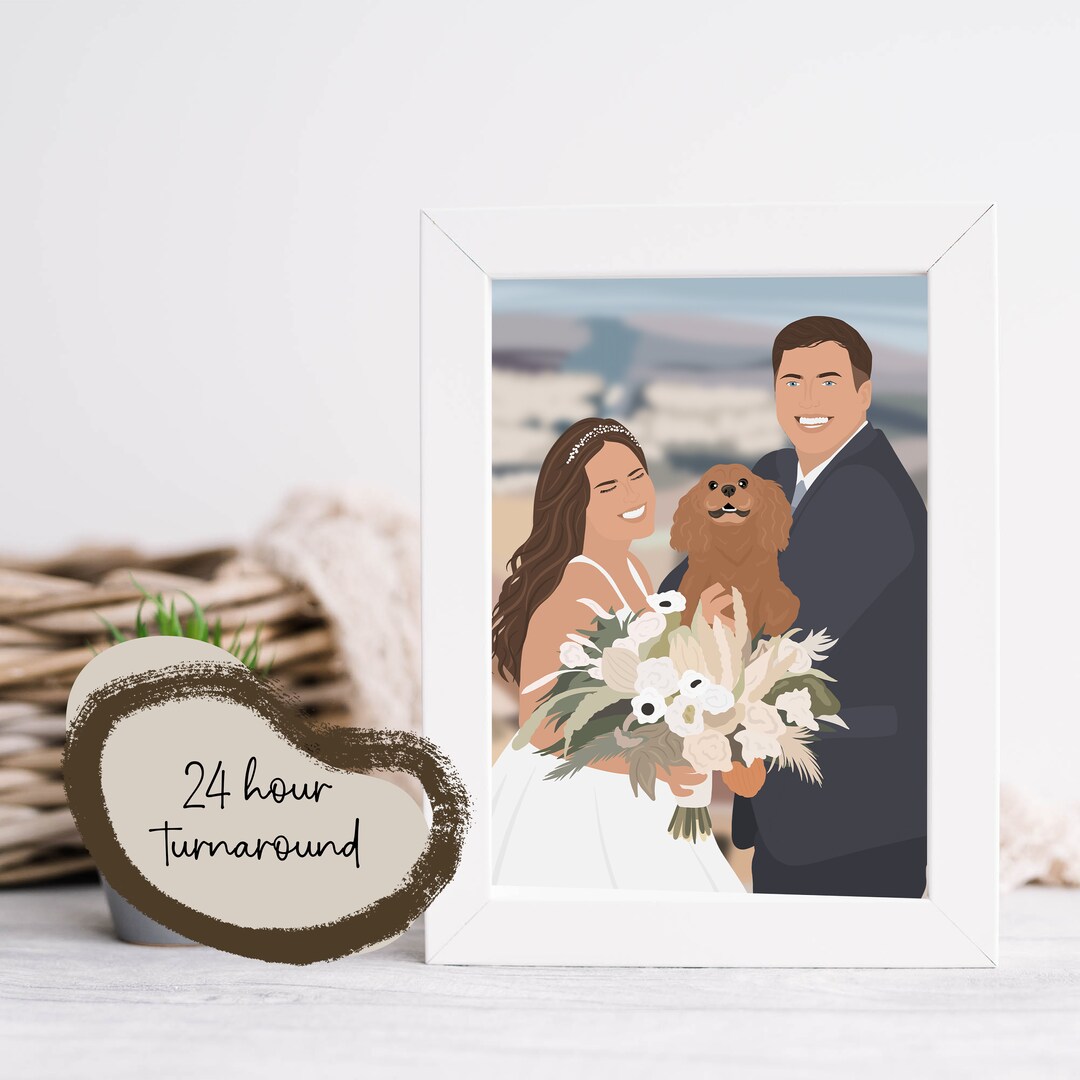 Custom Wedding Digital or Printed Illustration. Newly Married Couple ...