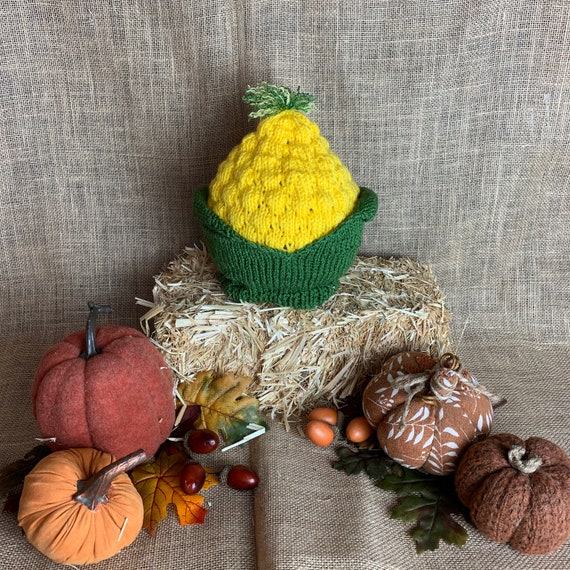 Hand Knit Corn on the Cob Hat | Etsy