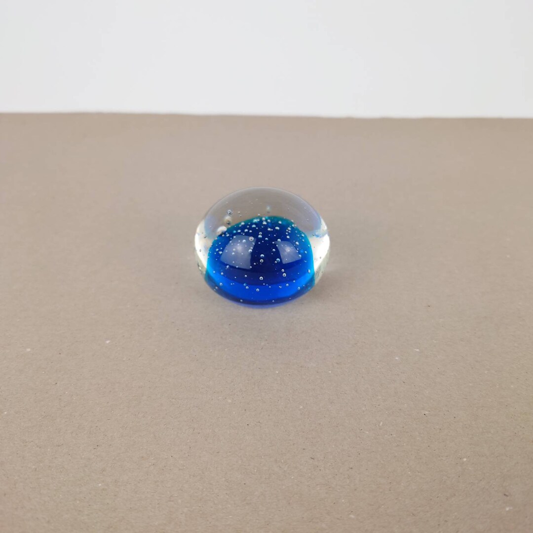 Vintage Blue Glass Paperweight - Etsy