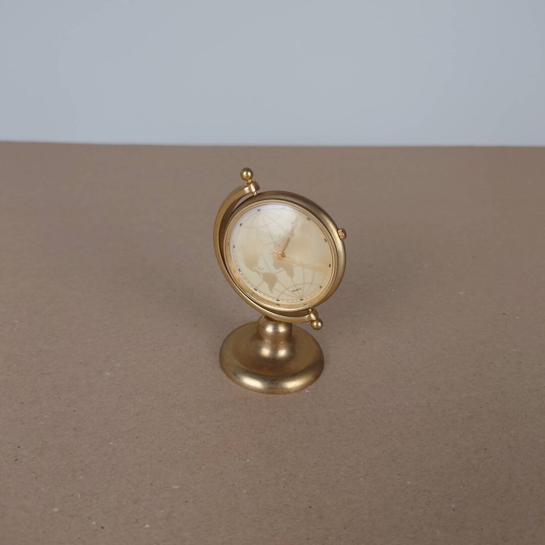 Brass World Carriage Clock. Miniature Map of the Globe - Etsy