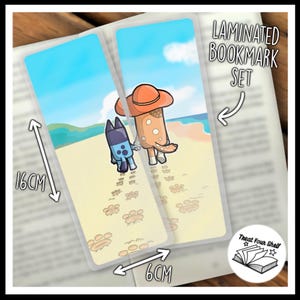 Bluey Inspired Bookmark Set 2 Bookmarks Bluey Chilli Beach Mum and ...