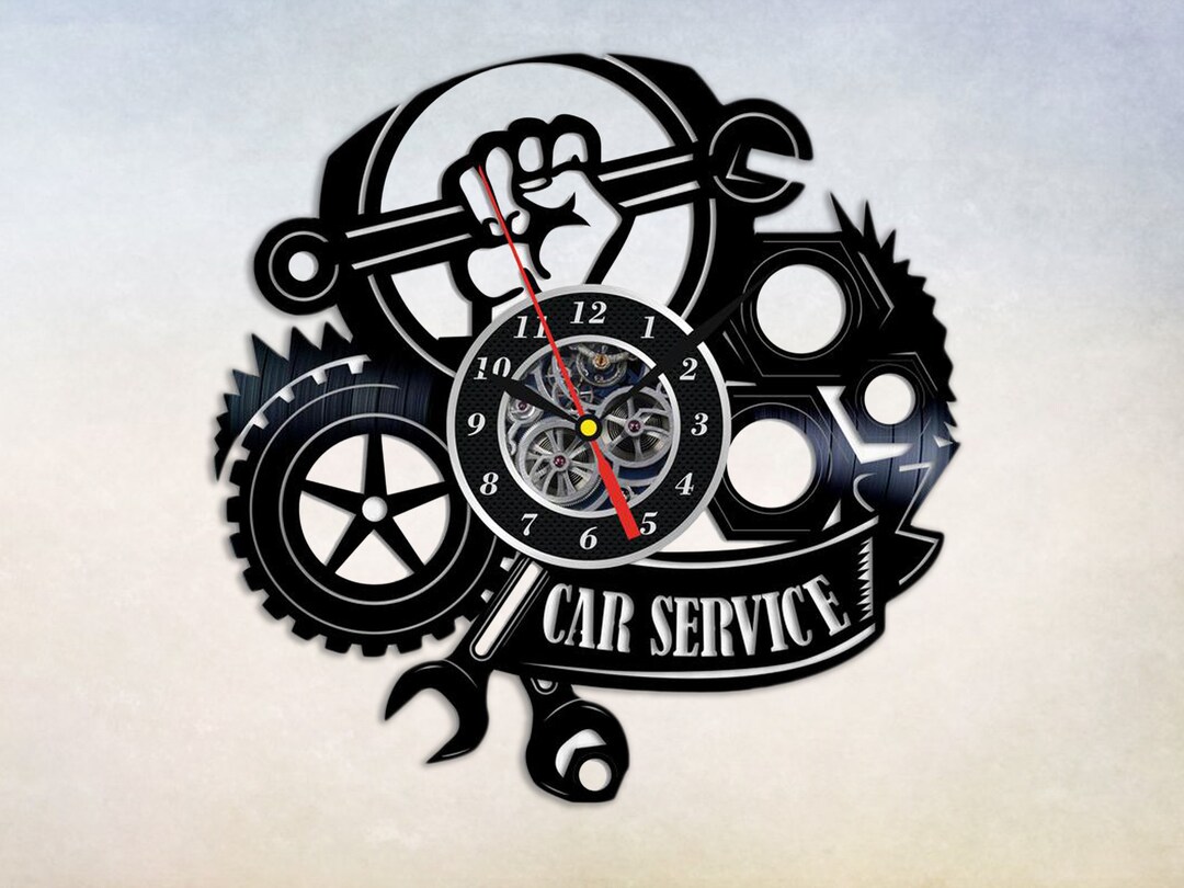 Car Service Logo Vinyl Wall Clock, Car Auto Service Wall Art Decoration ...