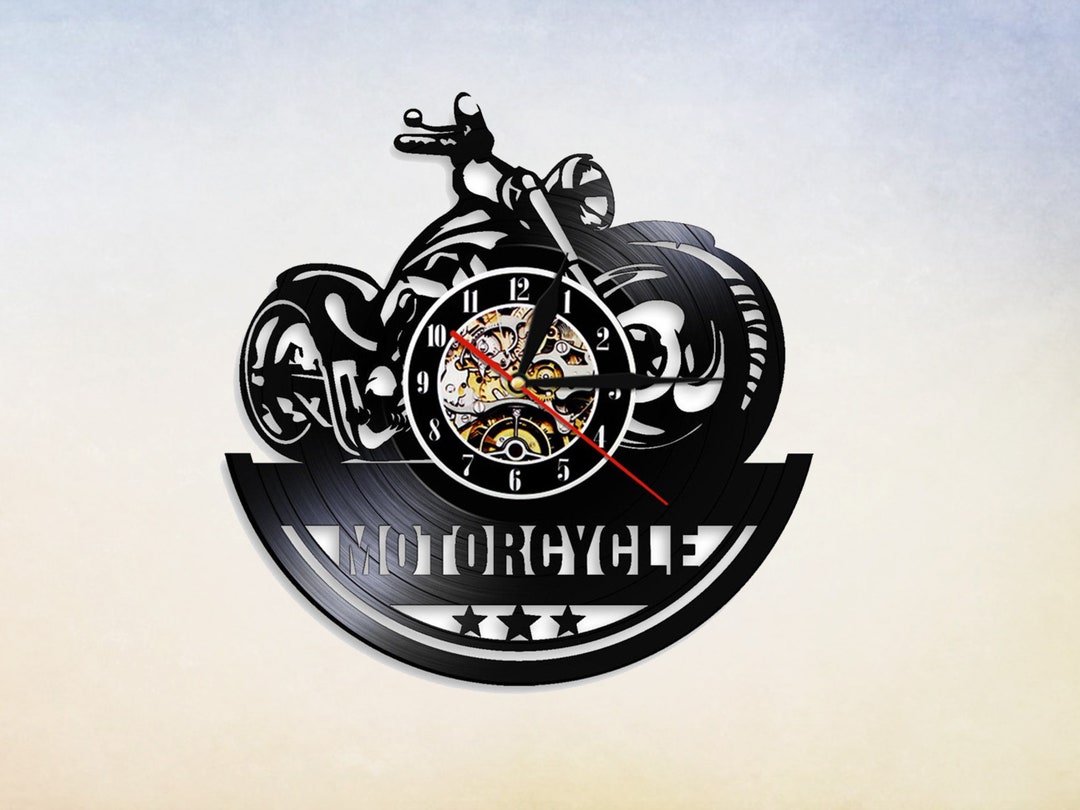 Motorcycle Vinyl Wall Clock, Motorcycle Wall Art Decor, Motorbike Gift ...