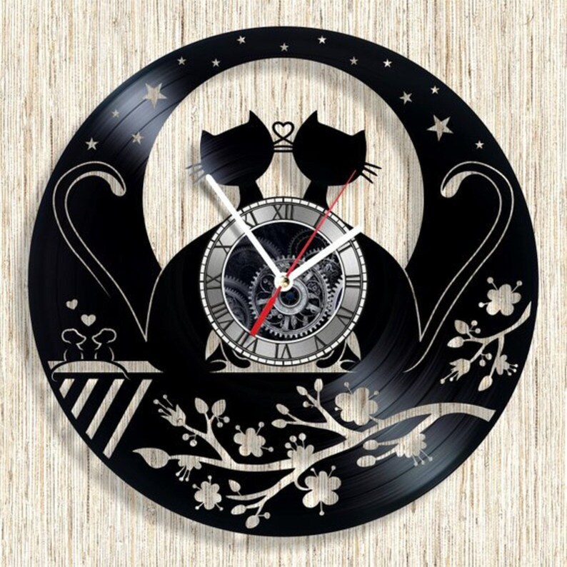 Romantic Cats Vinyl Record Wall Clock Gift Ideas for Cat - Etsy