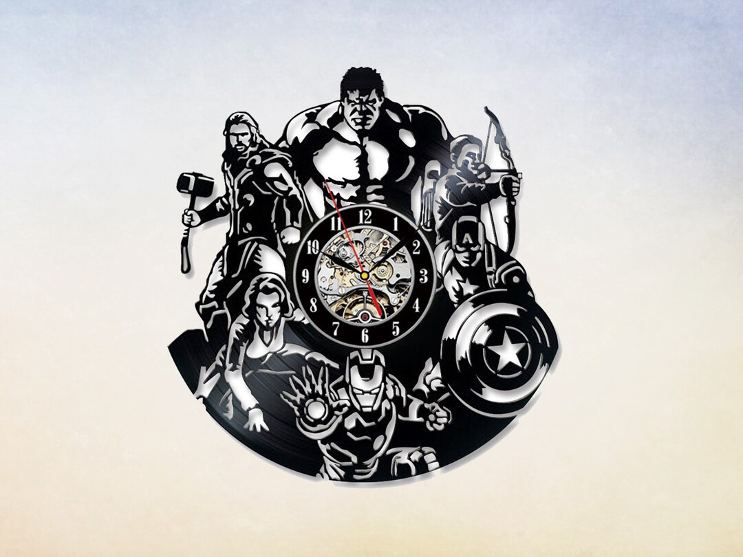 All Superheroes Vinyl Record Wall Clock, Boys Kids Room Decor, Comics ...