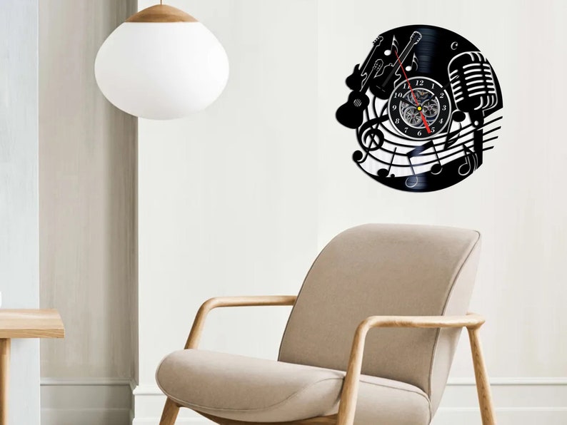 Music Notes Vinyl Wall Clock Music Wall Art Decor Gift for - Etsy
