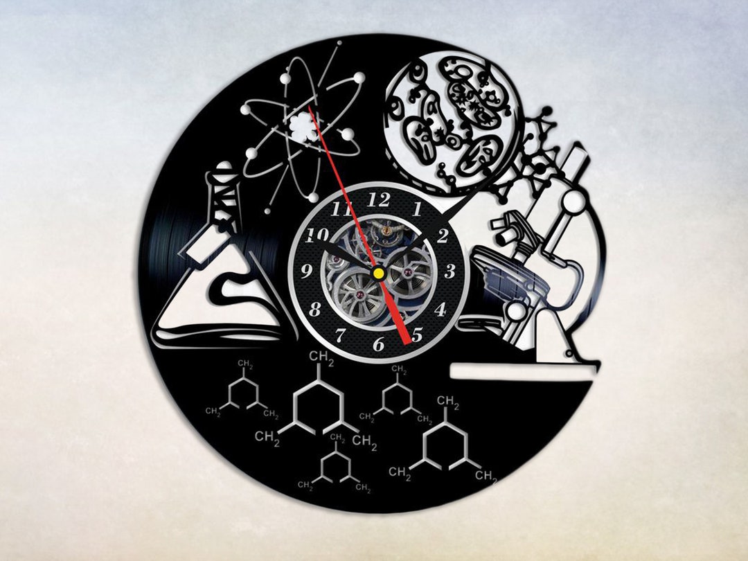 Chemistry Vinyl Wall Clock, Gift Ideas for Chemist, Science Wall Clock ...