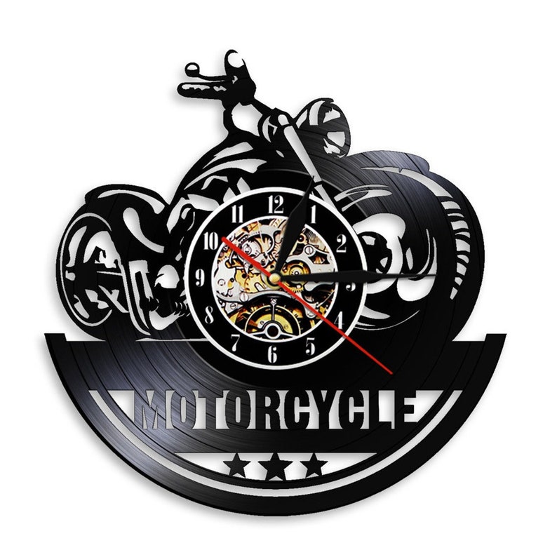 Motorcycle Vinyl Wall Clock Motorcycle Wall Art Decor | Etsy