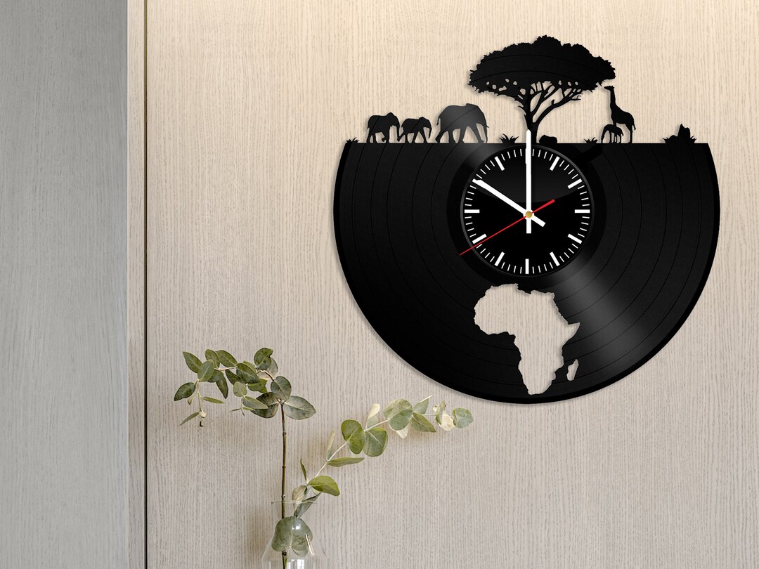 African Safari Animals Vinyl Record Wall Clock, Nursery Decor - Etsy