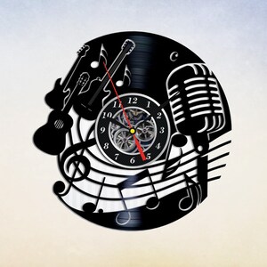 Music Notes Vinyl Wall Clock, Music Wall Art Decor, Gift for Music ...