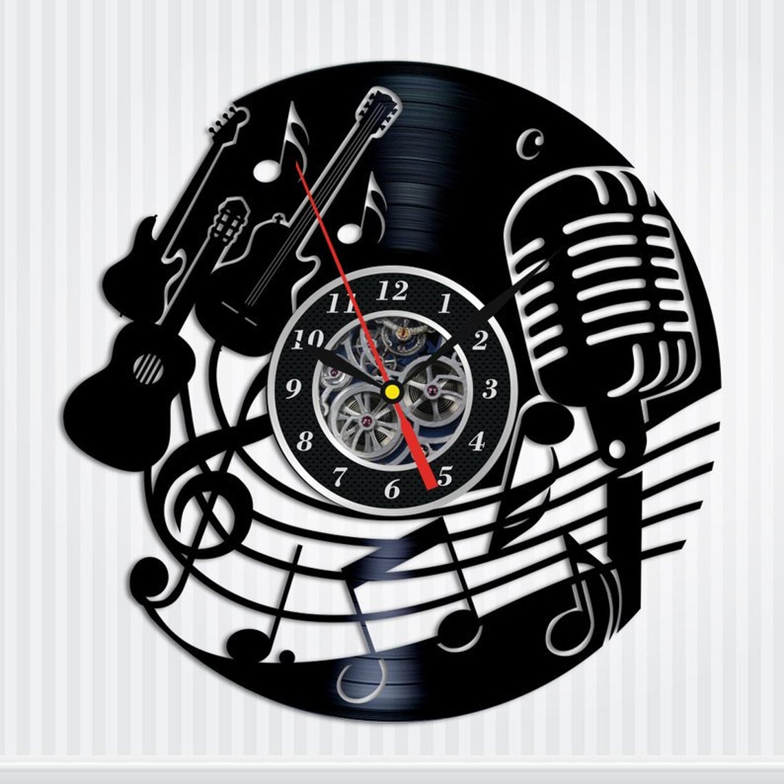 Music Notes Vinyl Wall Clock Music Wall Art Decor Gift for | Etsy