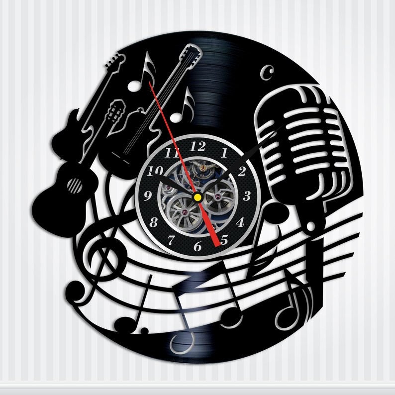 Music Notes Vinyl Wall Clock Music Wall Art Decor Gift for | Etsy