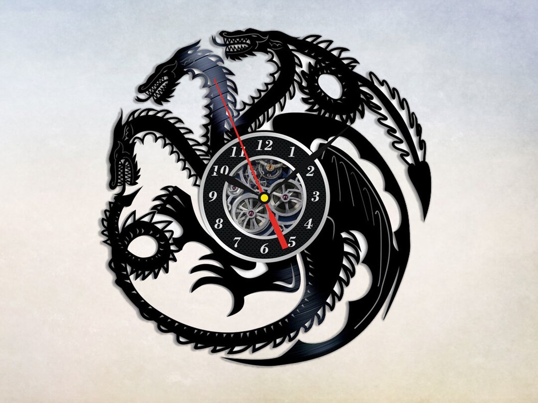 Drogon, Rhaegal, Viserion Dragons House Sign Vinyl Wall Clock, Gift ...