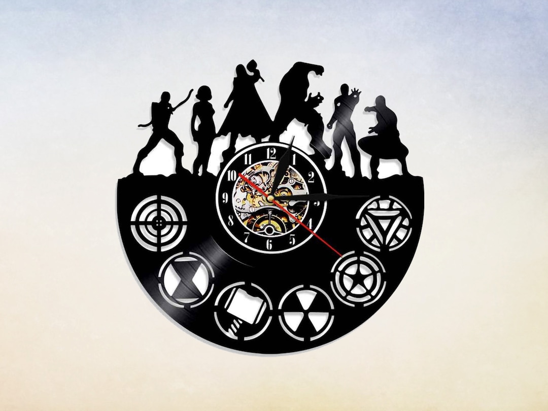 Superheroes Logo Vinyl Record Wall Clock, Boys Room Decor, Gift Ideas ...