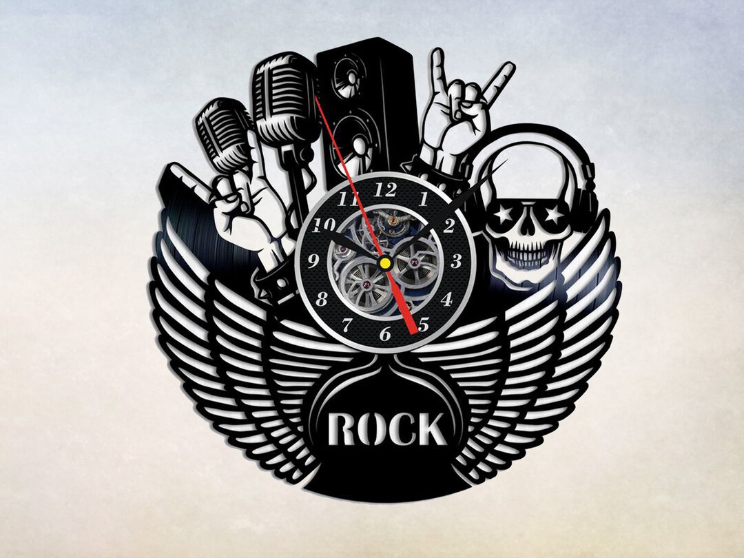 Rock Music Vinyl Record Wall Clock, Rock Music Decor, Gift for Rock ...