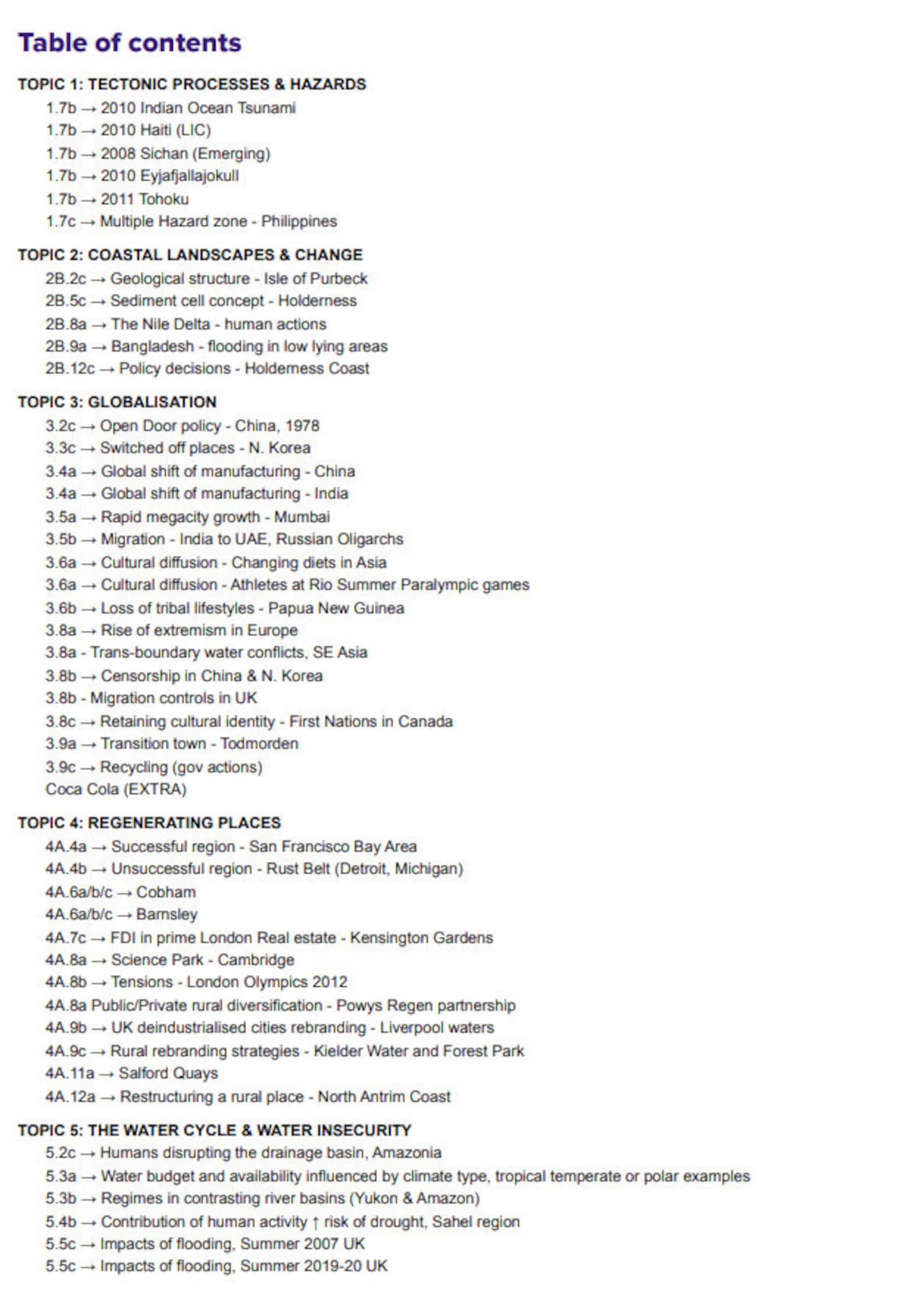 A* Edexcel A-level Geography Case Study Booklet - Etsy UK