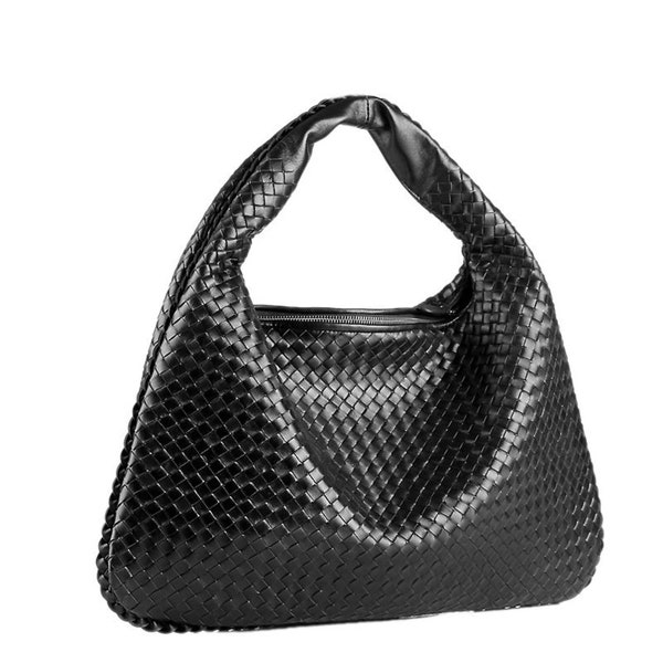 Woven Leather Handbag - Etsy