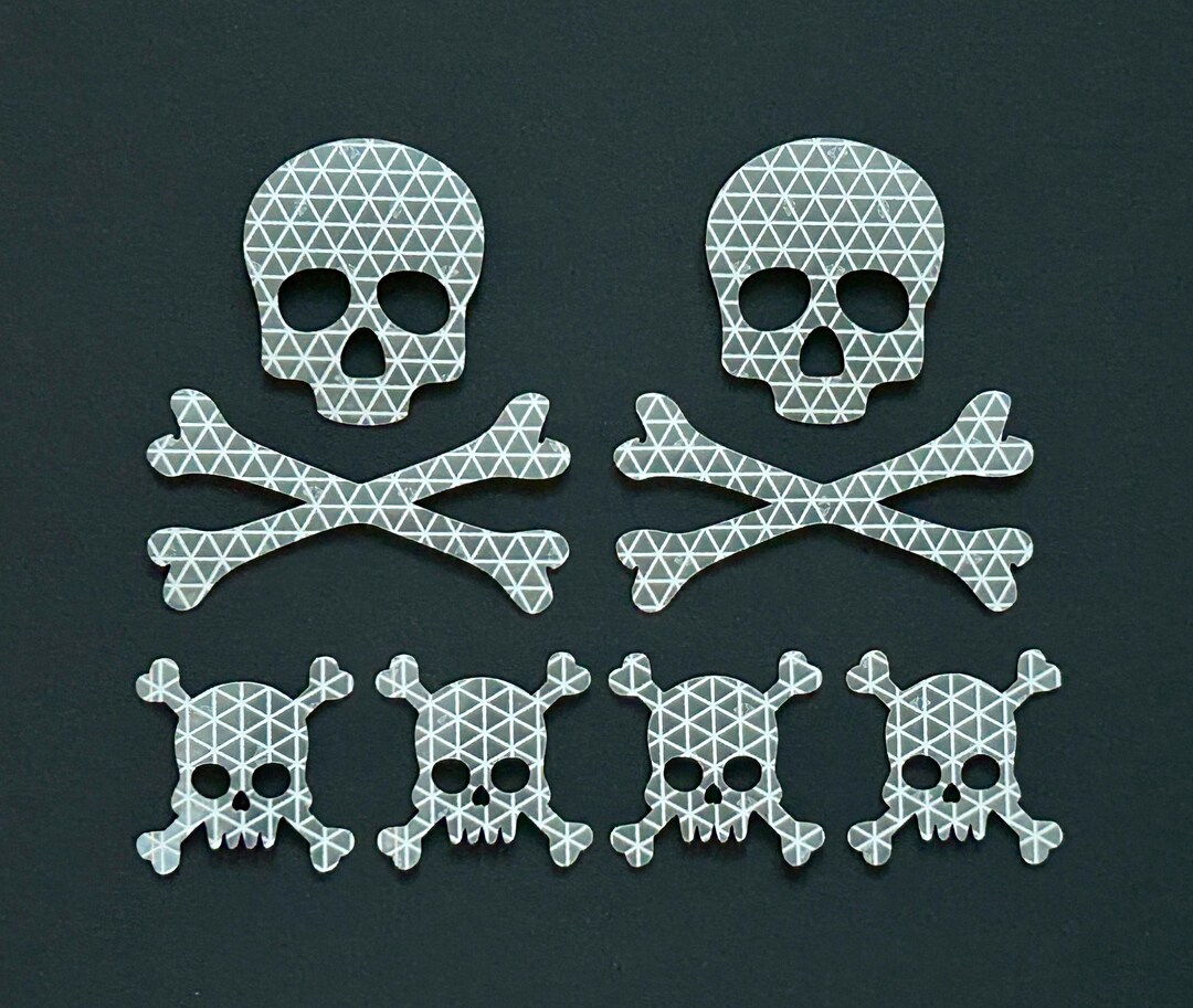 Skull and Crossbones Reflective Stickers Reflector Decals Pack Reflectx ...