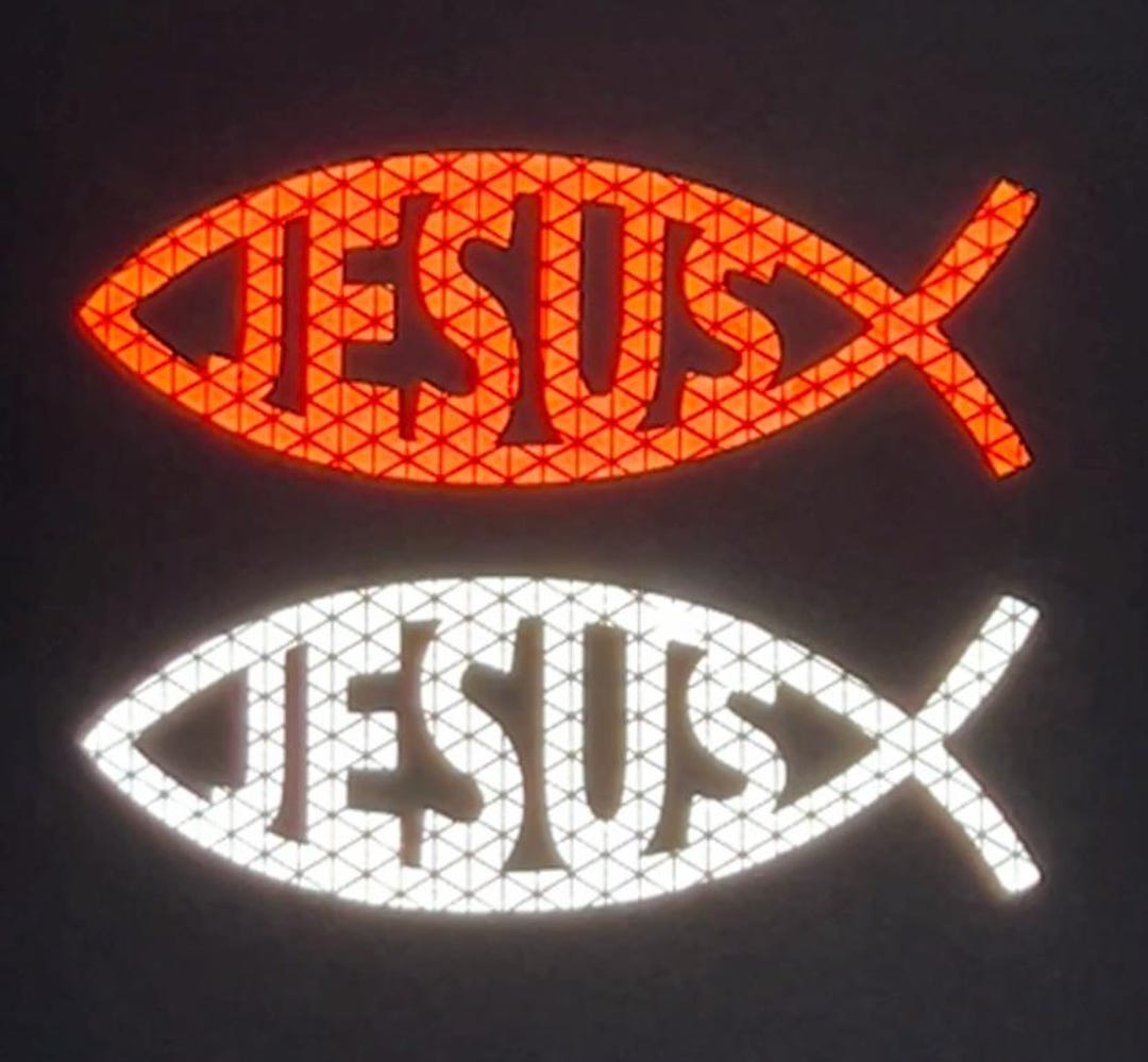 Jesus Fish Reflective Stickers Christian Religion God Reflector Decals ...
