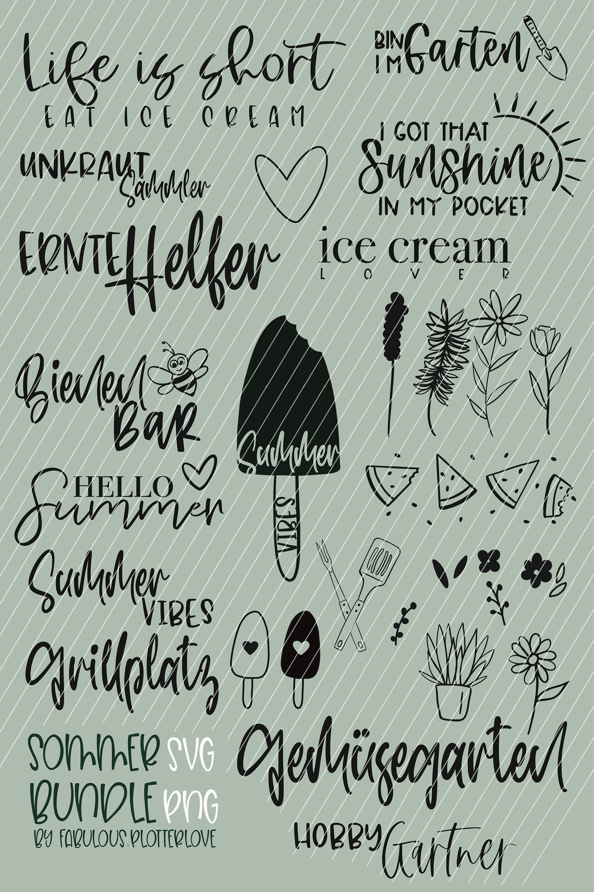 Plotterdatei Summer-Bundle Summer vibes Garten | Etsy