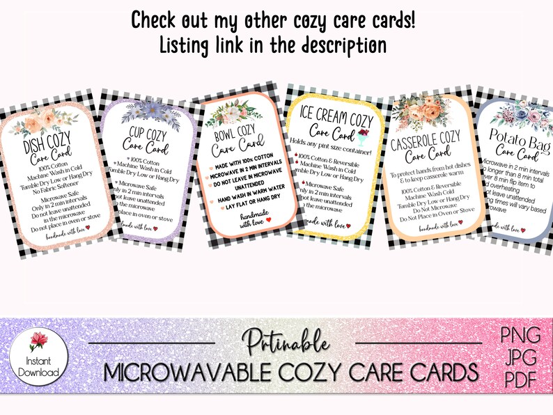 Dish Cozy Care Card, Printable Instructions (digital Download) - Etsy