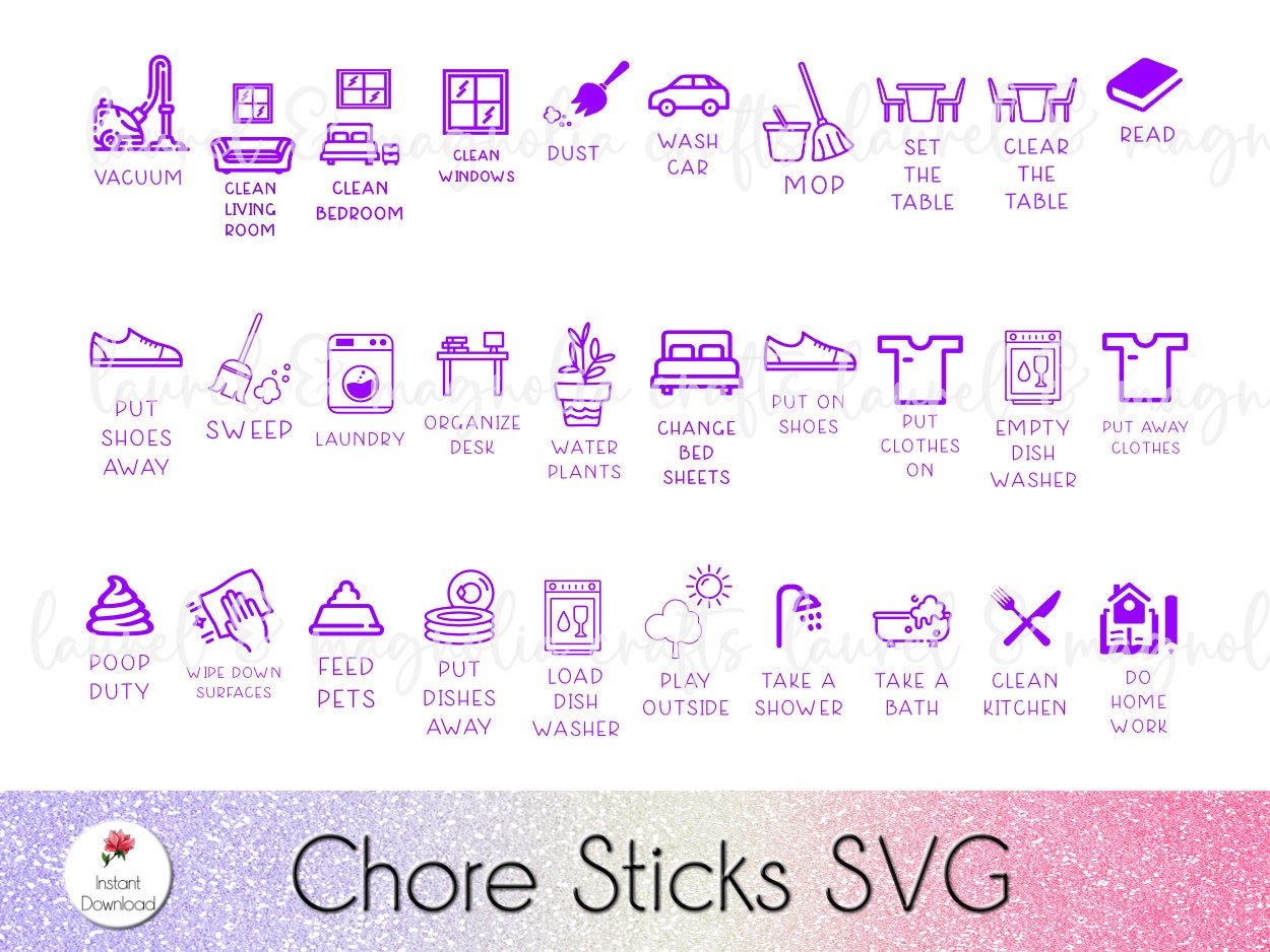 Chore Sticks SVG, Laser Cut Chart Design for Glowforge (digital ...