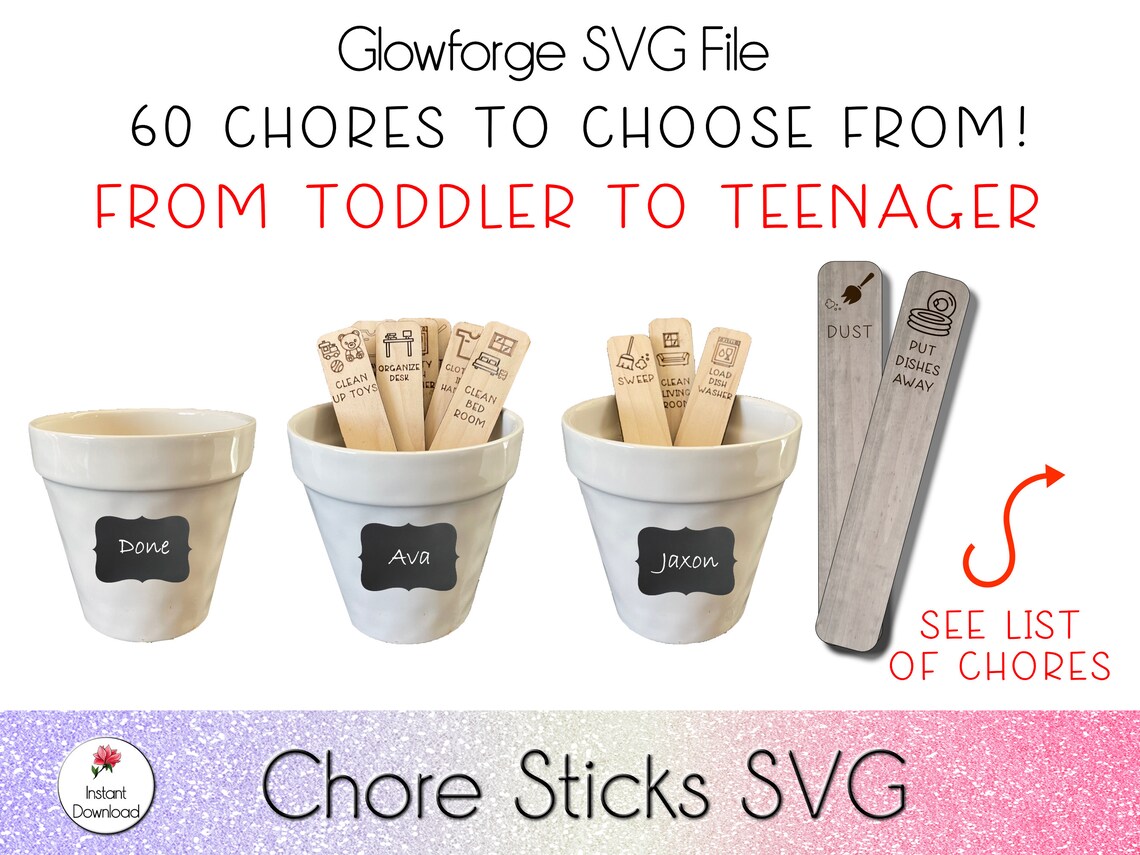 Chore Sticks SVG, Laser Cut Chart Design for Glowforge (digital ...