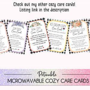 Rice Bag Cozy Care Card, Printable Rice Bag Wash Instructions, Digital ...