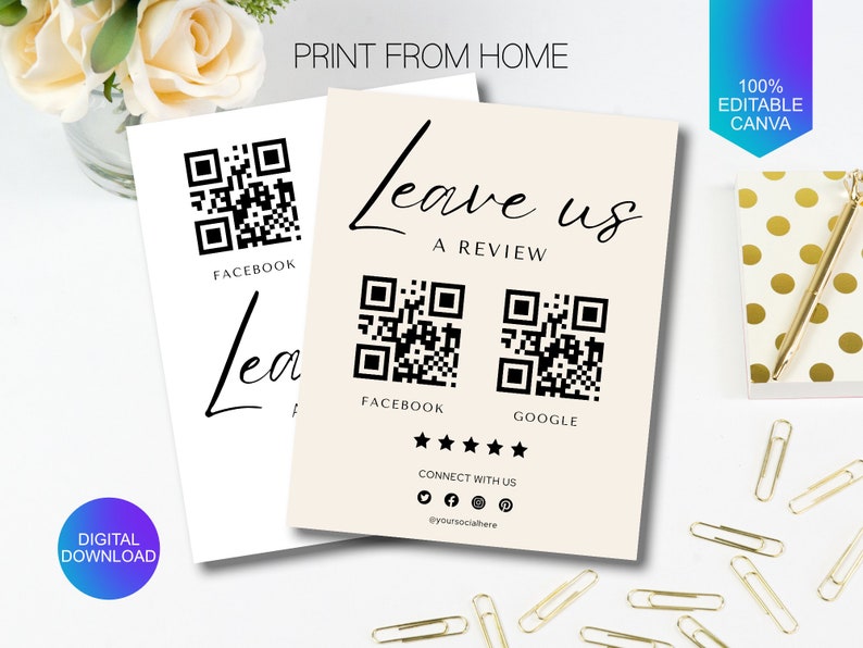 Printable Leave Us a Review Digital Download Scan to Review - Etsy