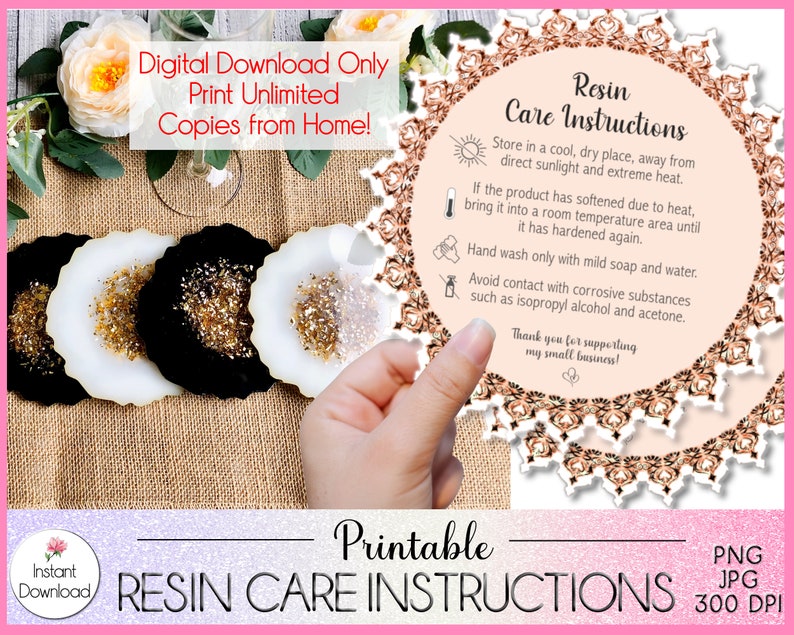 Resin Care Card, Printable Resin Care Instructions - Etsy UK
