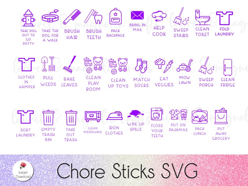 Chore Sticks SVG, Laser Cut Chart Design for Glowforge (digital ...