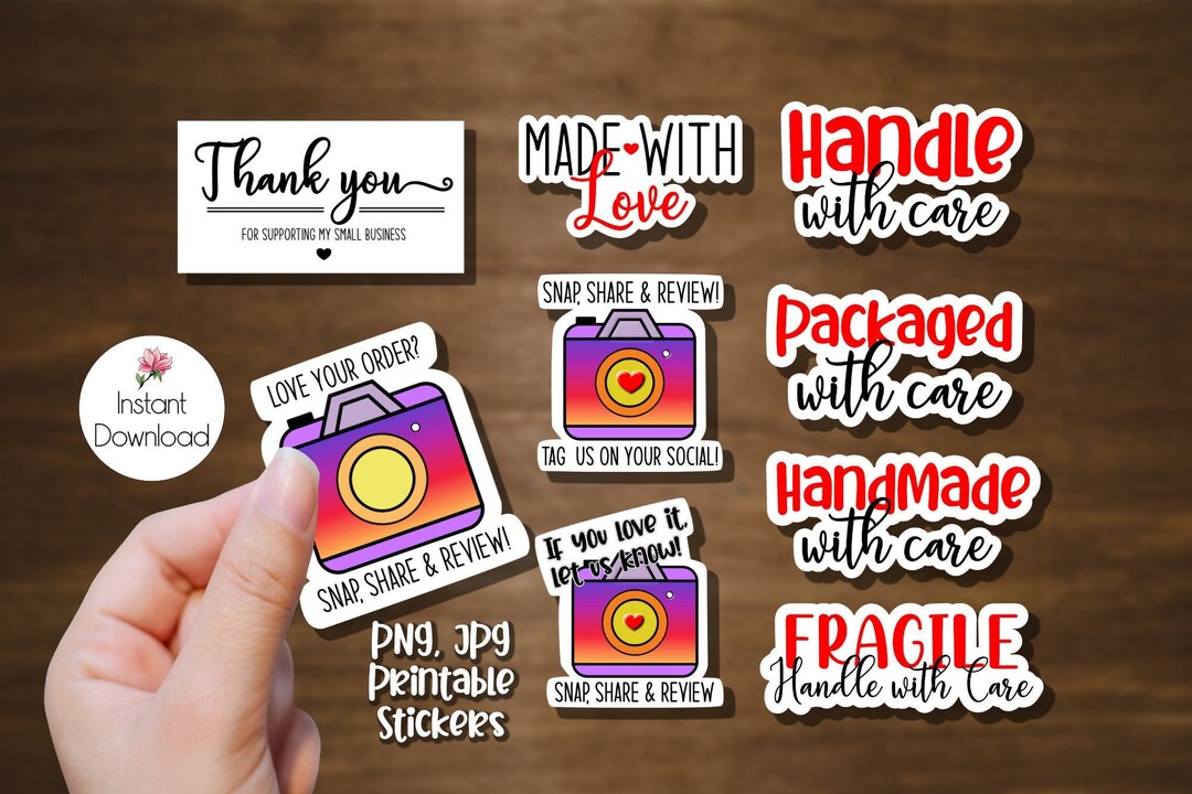 Printable Thank You Sticker, Customer Review, Social Media Label - Etsy