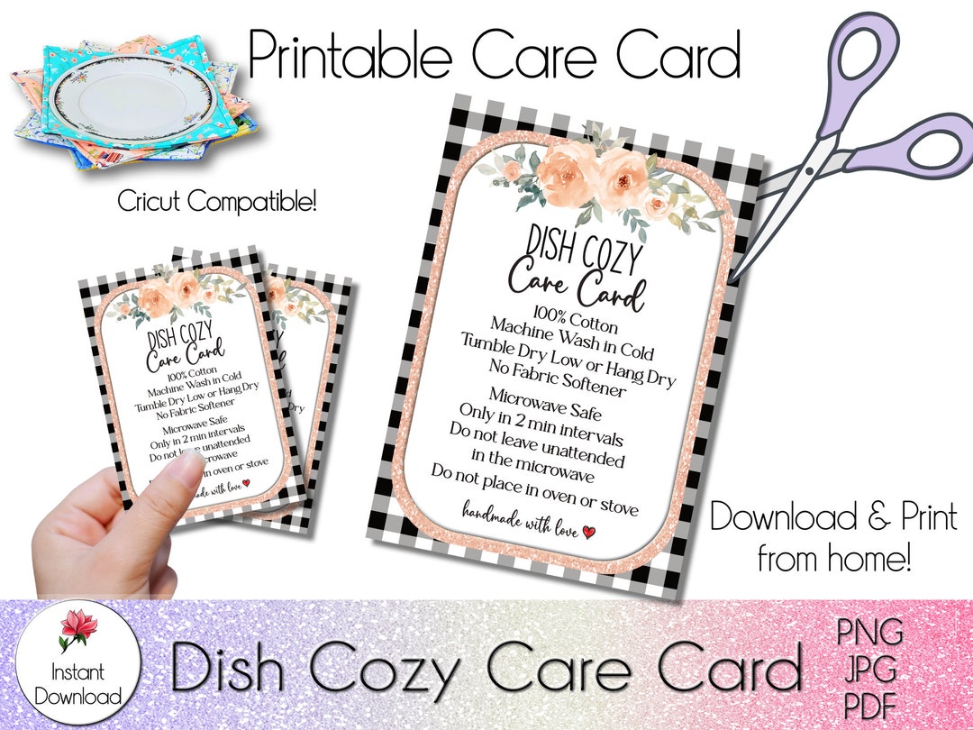 Printable Care Card for Dish Cozy, Plate Care Card Digital Download - Etsy
