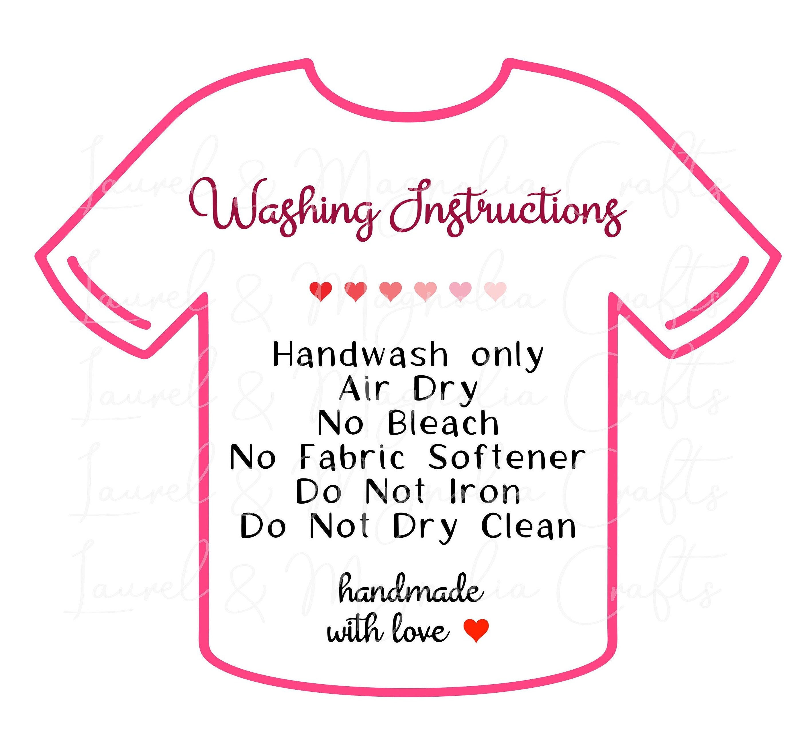 TShirt Care Card Printable Shirt Washing Instructions PNG Etsy