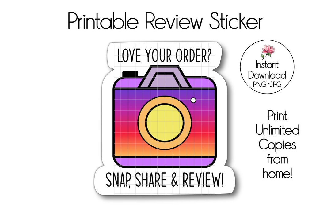 Snap Share Review Sticker, Thank You Sticker Customer Review, Social ...