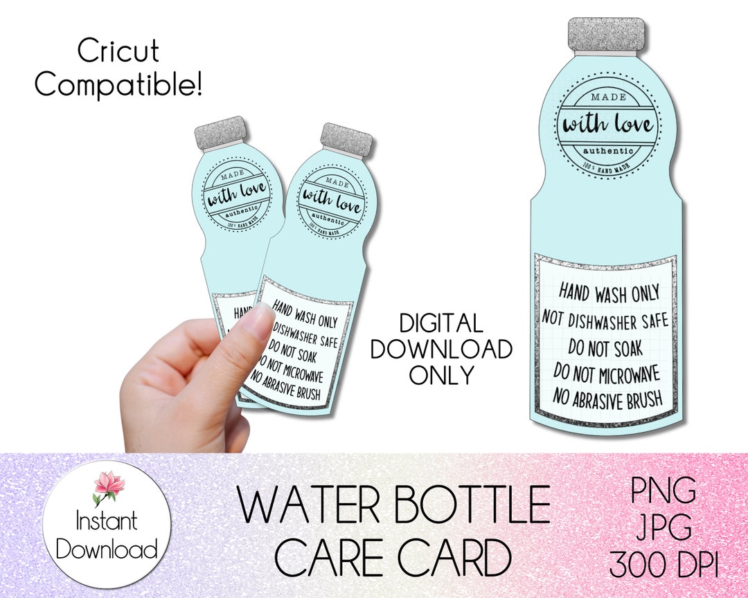 Water Bottle Care Card, Printable Wash Instruction PNG - Etsy