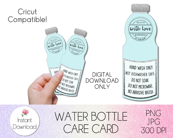 Water Bottle Care Card Printable Wash Instruction PNG | Etsy