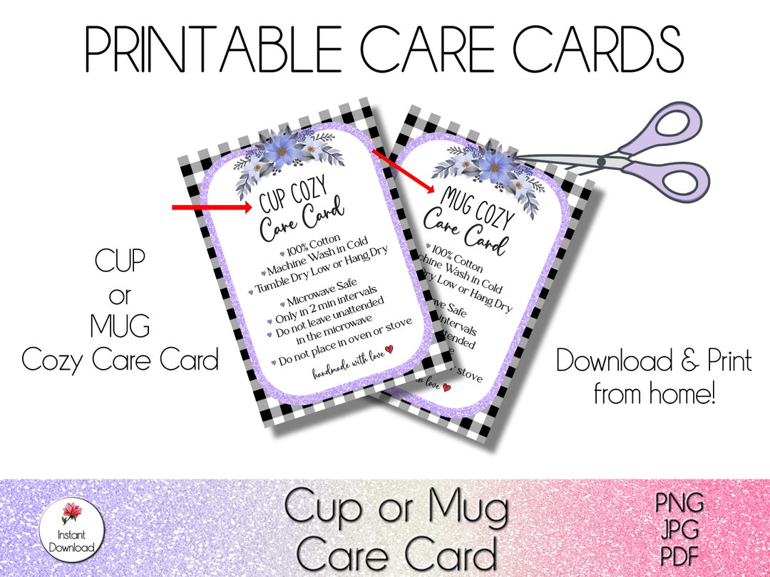 Cup Cozy or Mug Cozy Care Card, Printable Wash Instructions - Etsy