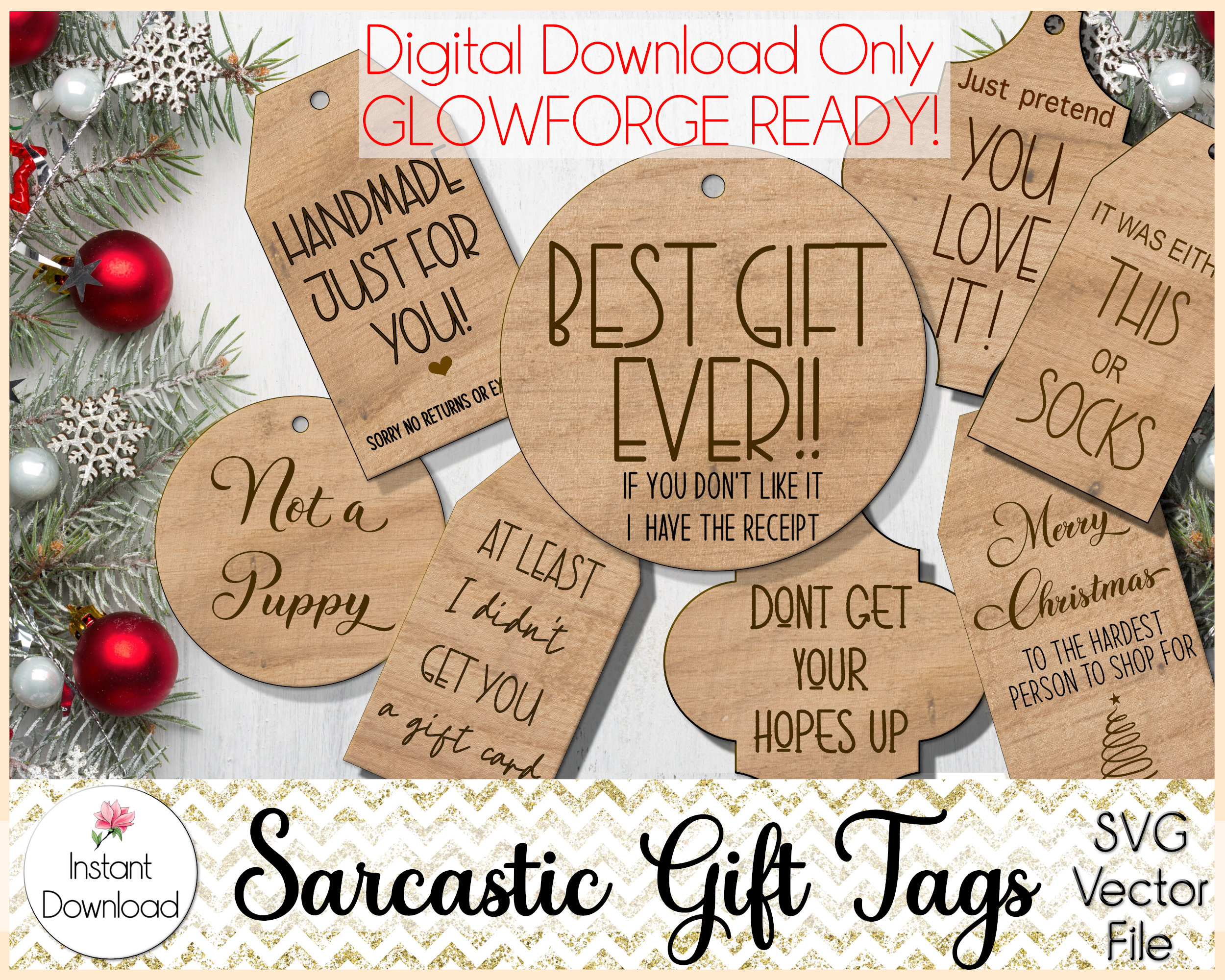 Sarcastic Gift Tags Laser Ready Files 8 Variations - Etsy