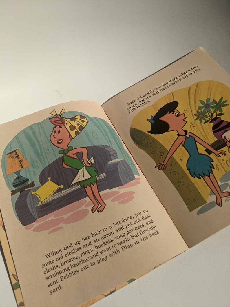 The Flintstones Wilma And Betty Clean House 1974 Etsy 
