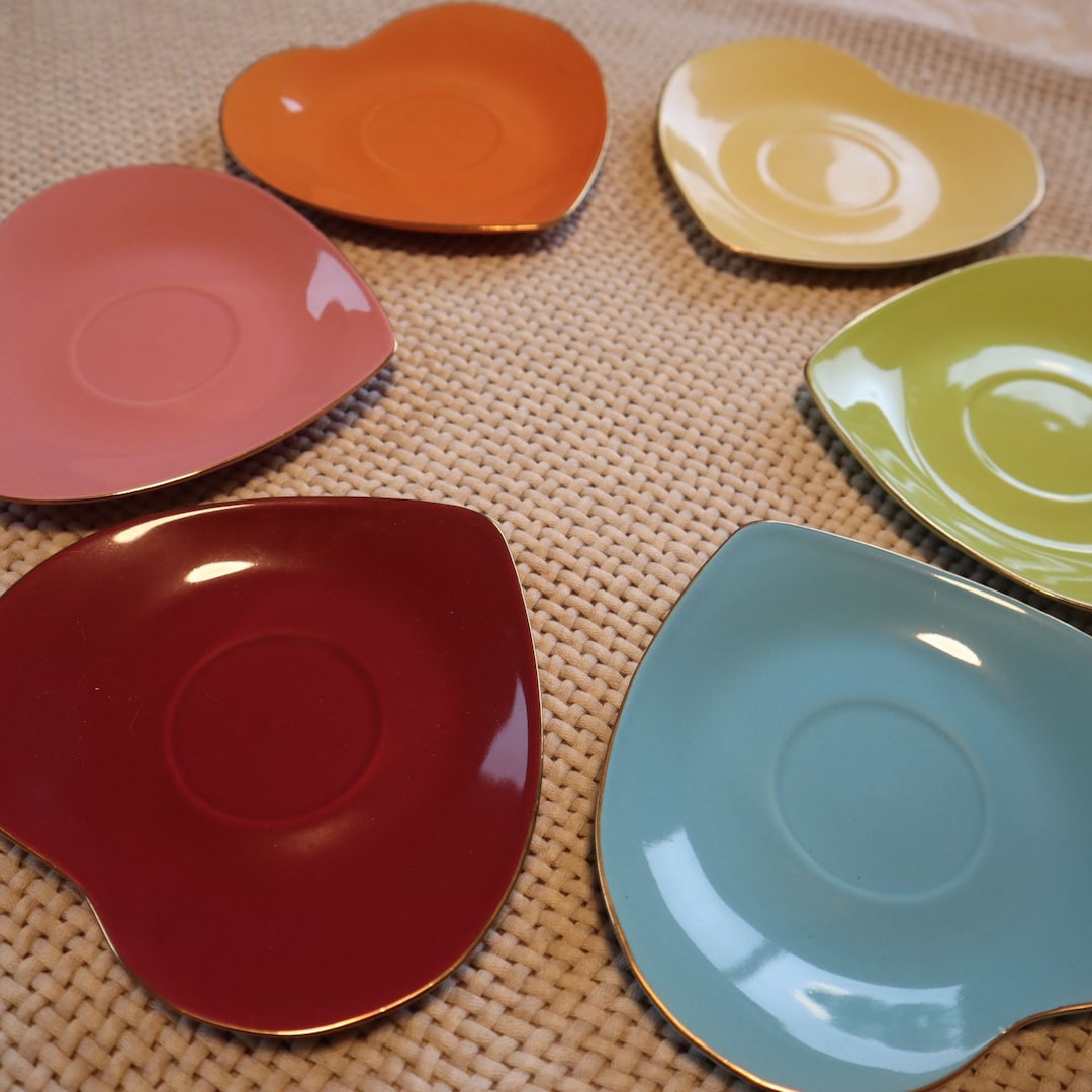 Set of Six Classic Coffee & Tea Rainbow Small Tea Plates - Etsy