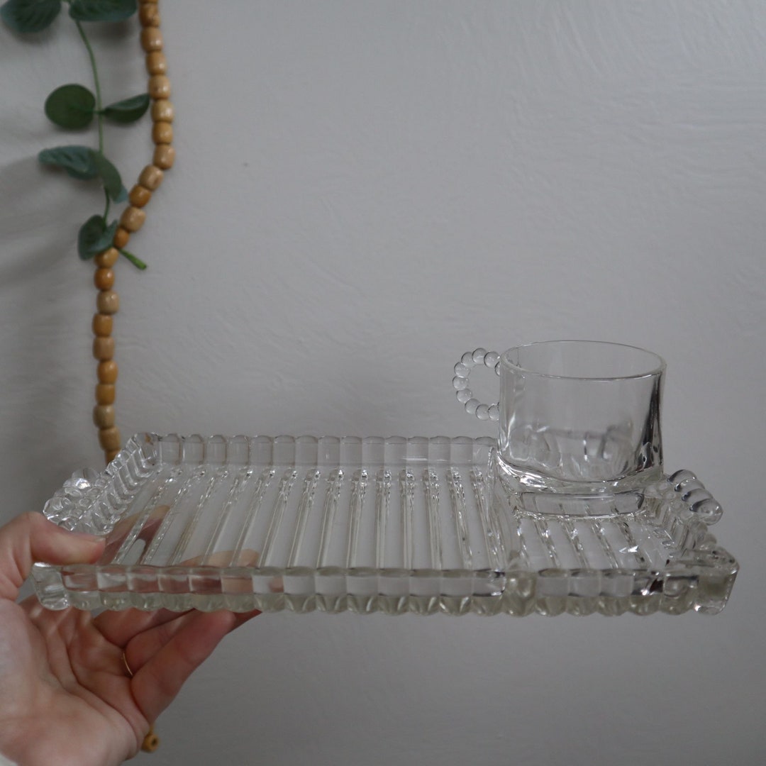 Set of 4 Vintage Hazel Atlas Orchard Crystal Sip Snack Trays Set - Etsy