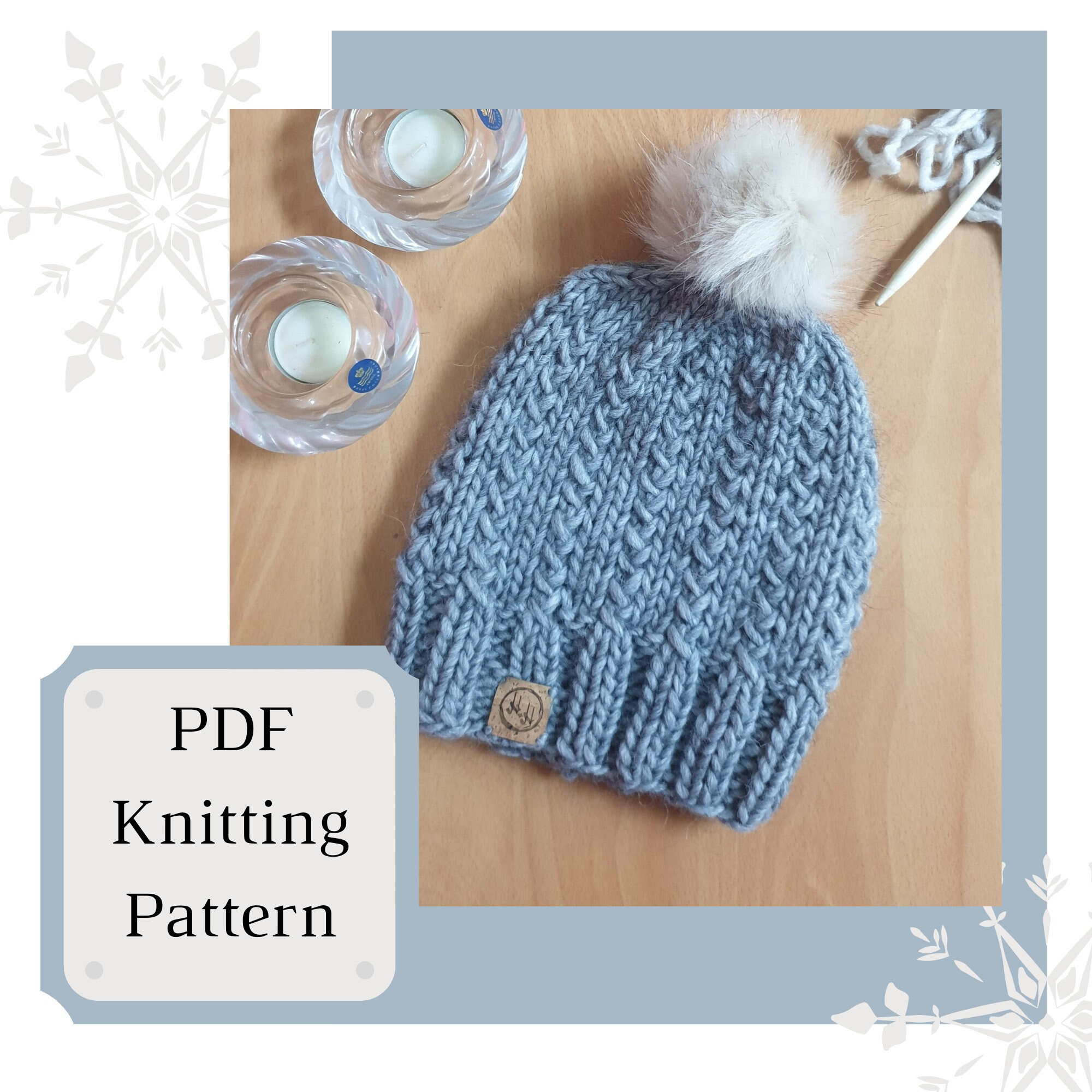 EASY CHUNKY KNIT Pattern, Chunky Beginner Knitting, Unisex Adult Beanie ...